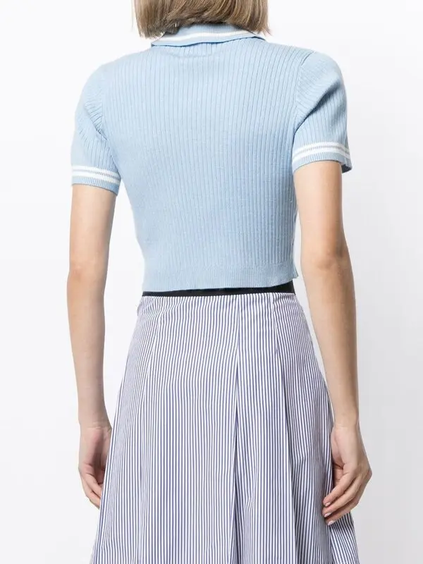 Cynthia Rowley Ribbed Cropped Polo Top