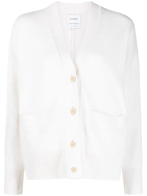 BARRIE Rib-detail Cashmere Cardigan - Neutrals