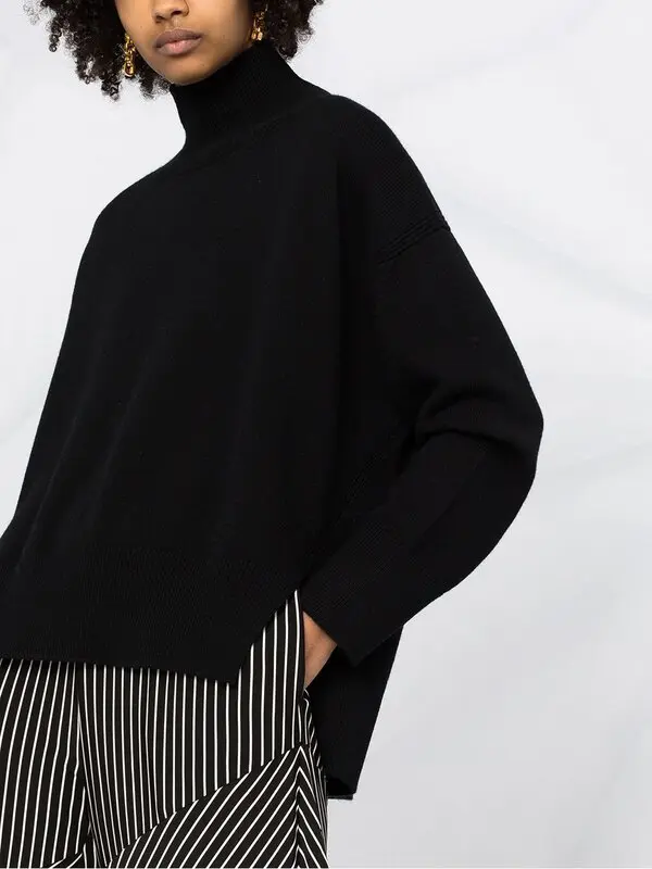 BARRIE Roll Neck Cashmere Jumper - Black