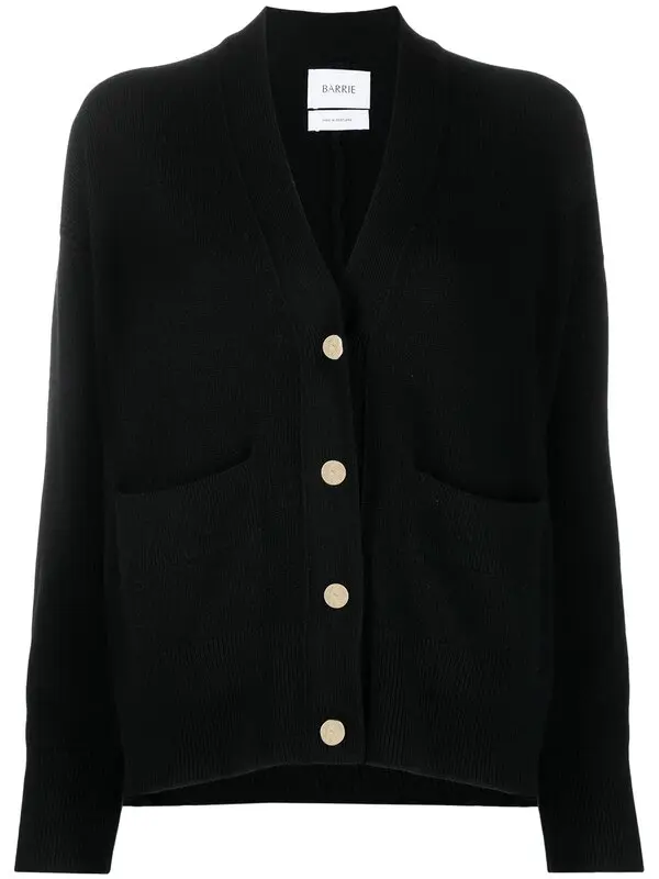 BARRIE Button-up Cashmere Cardigan - Black
