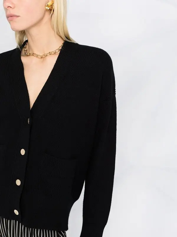 BARRIE Button-up Cashmere Cardigan - Black