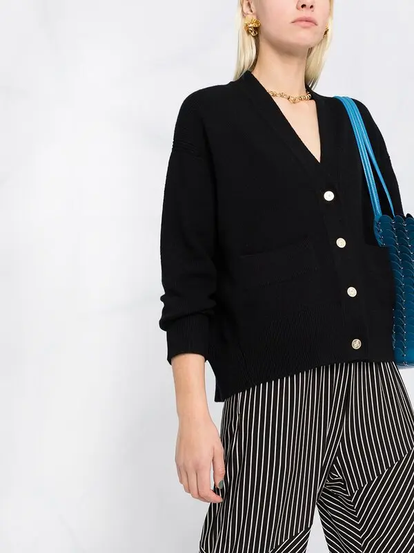 BARRIE Button-up Cashmere Cardigan - Black