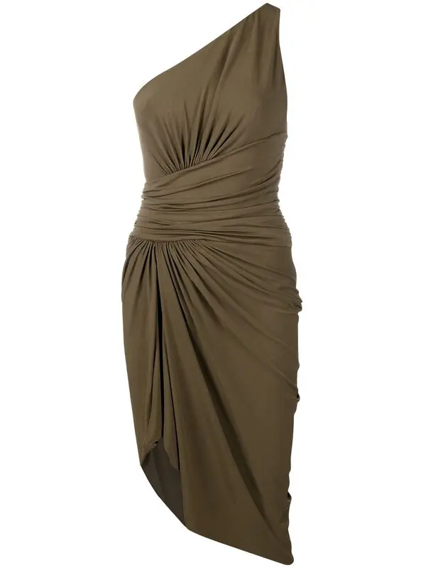 strapless open back dress Lulu Blue One Shoulder Ruched Midi Dress – Get That Trend main image 0