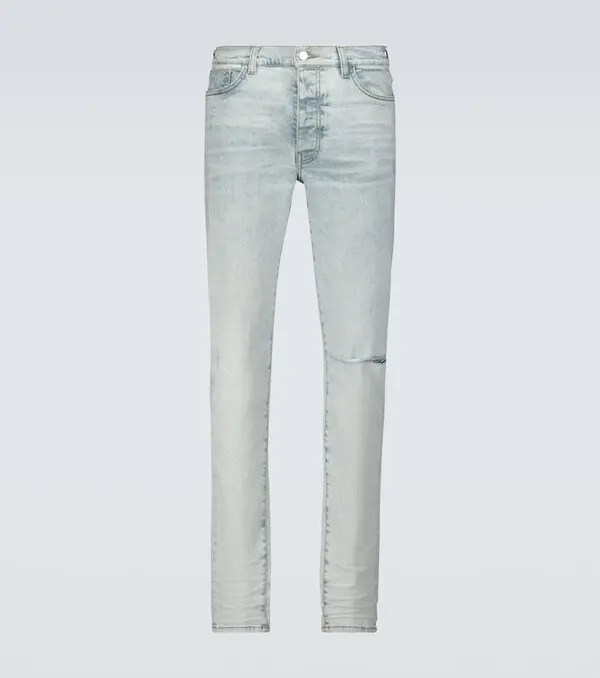 Amiri Slit Knee Jeans In Blue - 30% Off | Editorialist