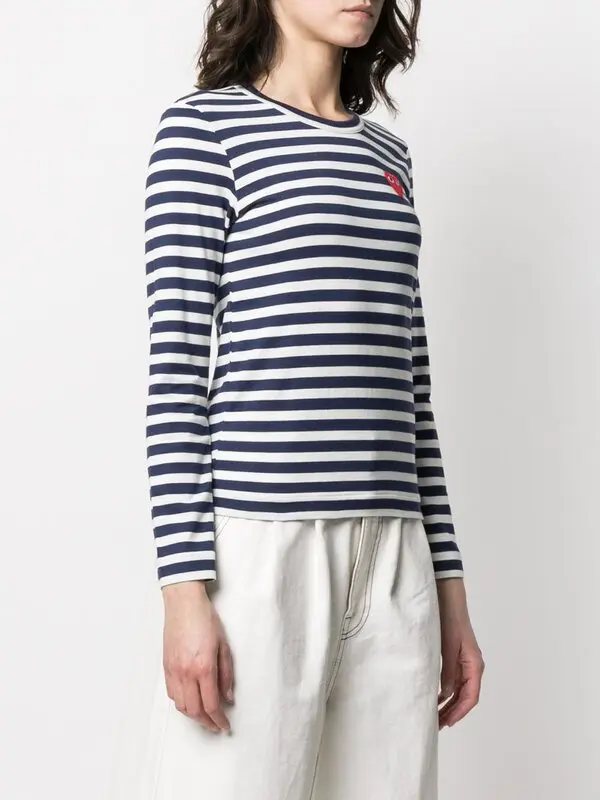 Play Comme Des Garcon Striped Long-sleeve T-shirt - Blue