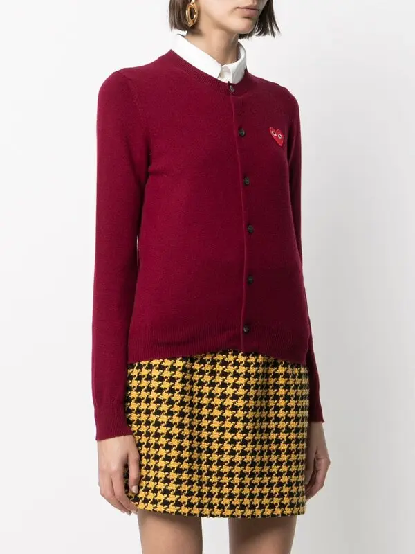 Play Comme Des Garcon Heart Motif Cardigan - Red