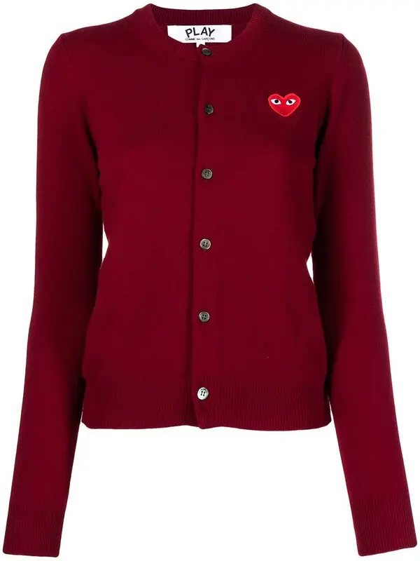 Play Comme Des Garcon Heart Motif Cardigan - Red