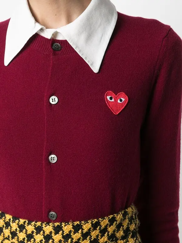 Play Comme Des Garcon Heart Motif Cardigan - Red
