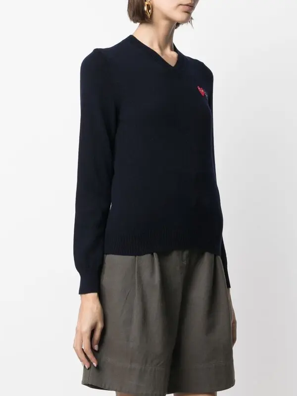 Play Comme Des Garcon Double Heart Motif Jumper - Blue