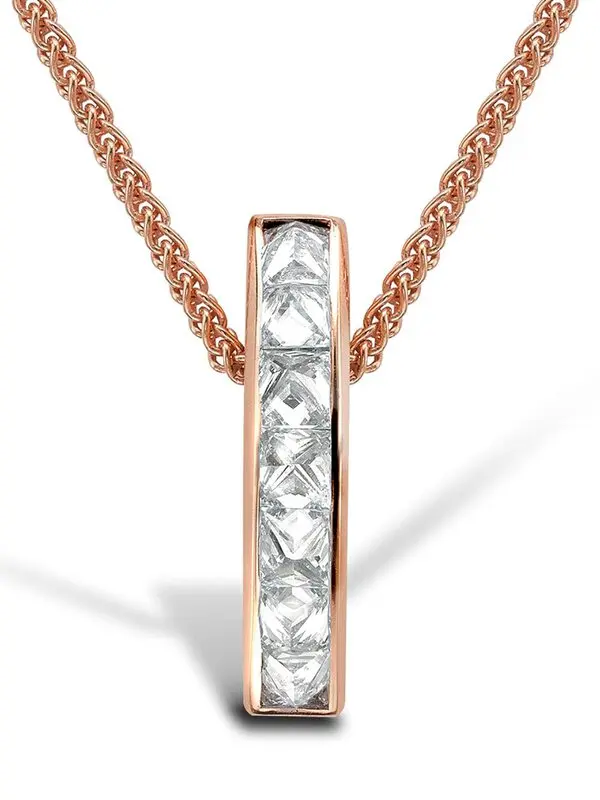 PRAGNELL 18kt Rose Gold Diamond Bar Pendant Necklace - Pink