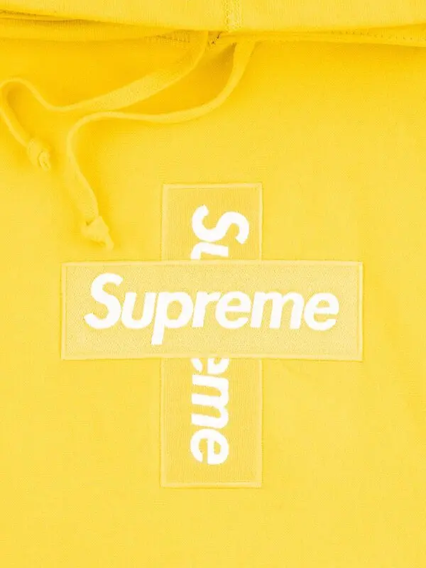 Supreme Cross Box Logo-Print Hoodie - Yellow | Editorialist
