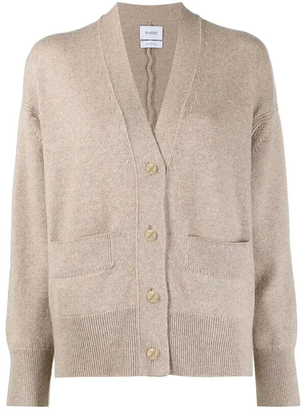 BARRIE Ribbed Cashmere Cardigan - Neutrals