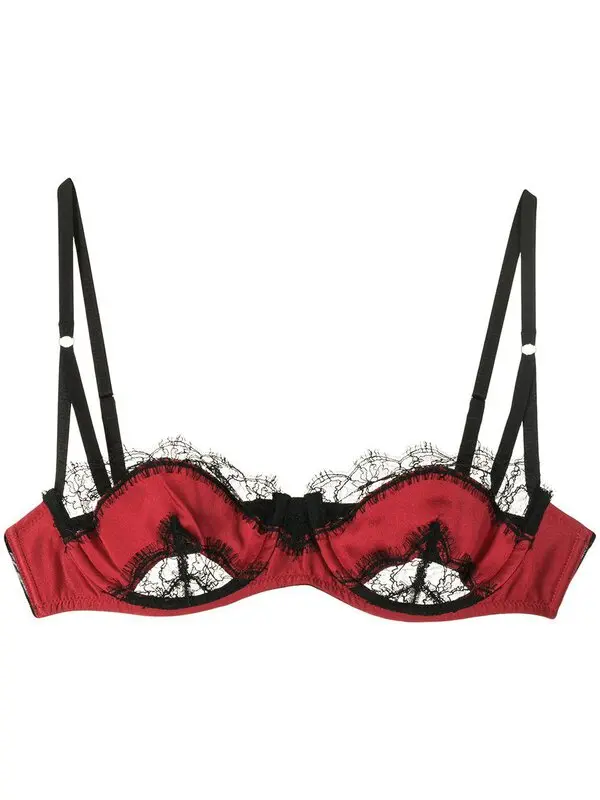 Kiki De Montparnasse Balconette Lace Silk Bra - Red