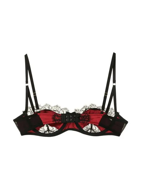 Kiki De Montparnasse Balconette Lace Silk Bra - Red