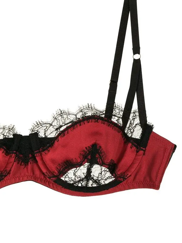 Kiki De Montparnasse Balconette Lace Silk Bra - Red