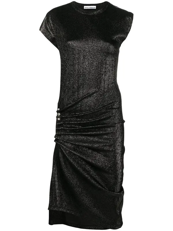Rabanne Lurex Jersey Draped Dress - Black