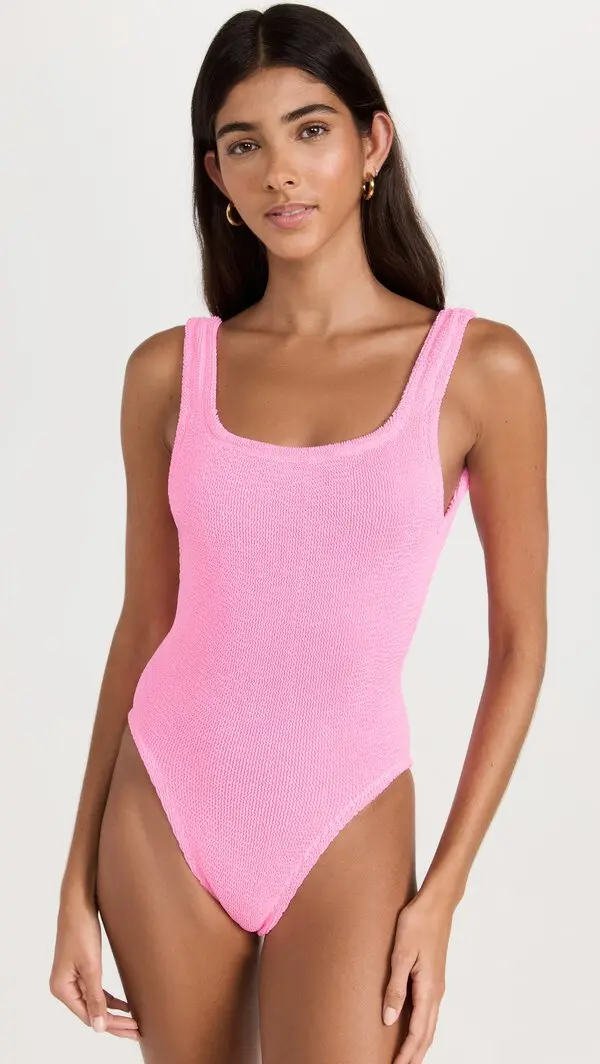 Hunza G Square Neck One-piece Swimsuit - Bubblegum Pink