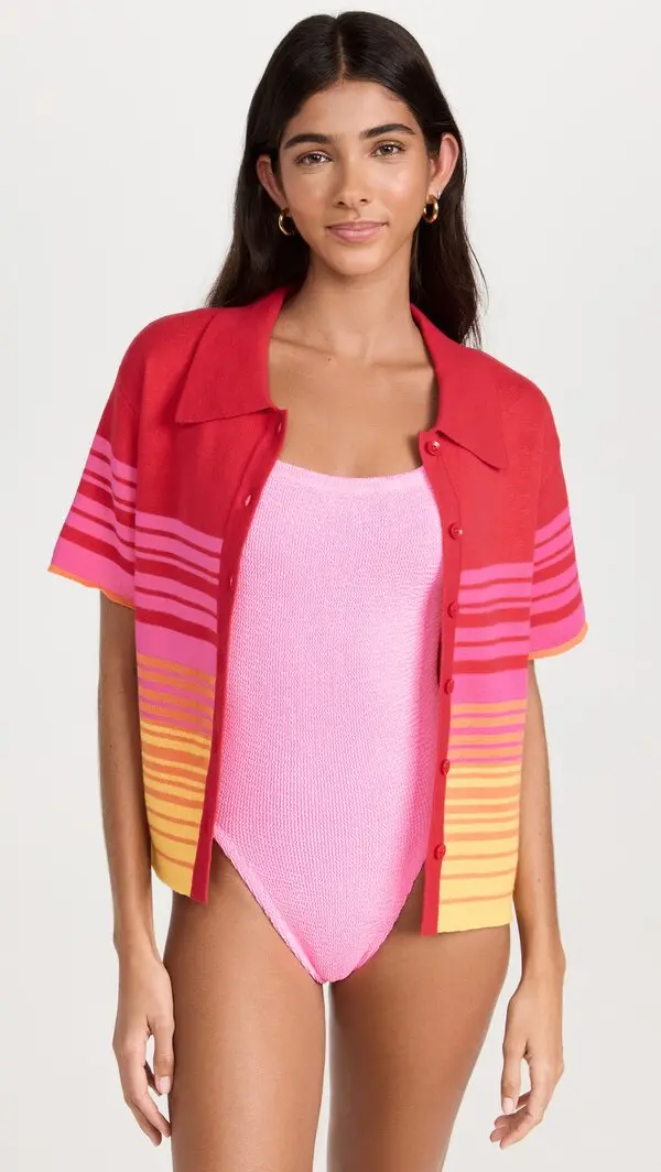 Hunza G Square Neck One-piece Swimsuit - Bubblegum Pink