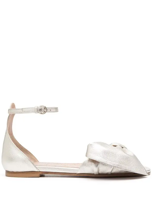 Red Valentino Bow-detail Metallic Leather Sandals