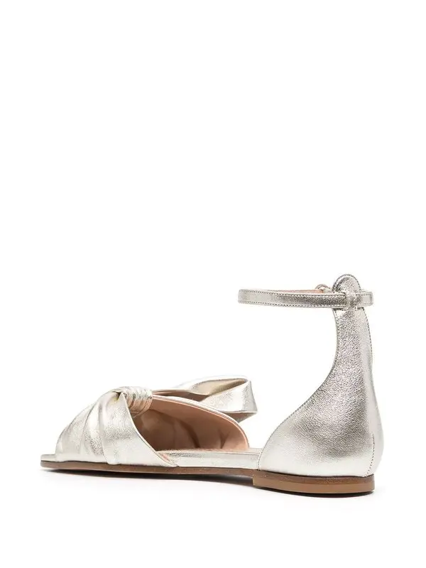 Red Valentino Bow-detail Metallic Leather Sandals