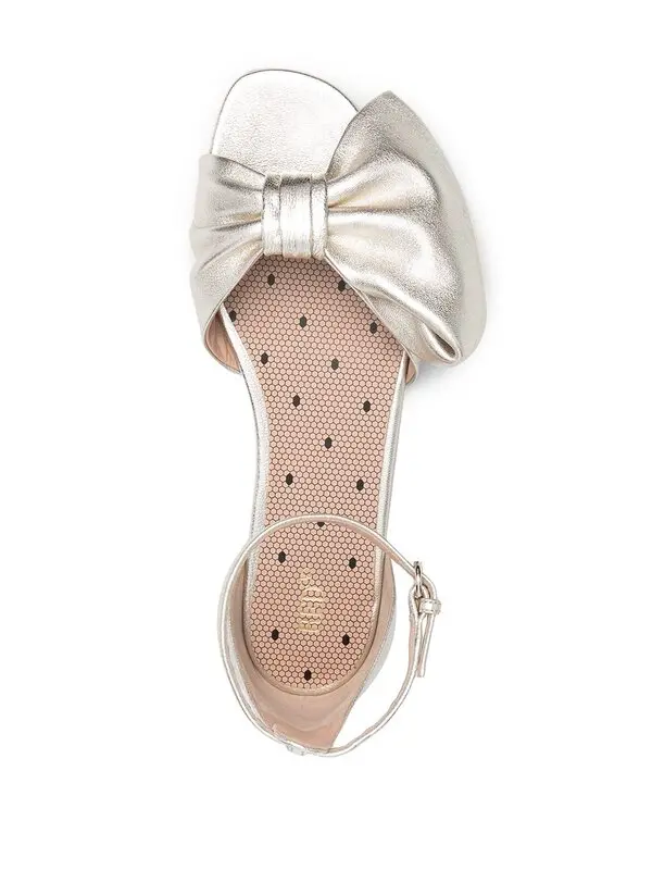 Red Valentino Bow-detail Metallic Leather Sandals