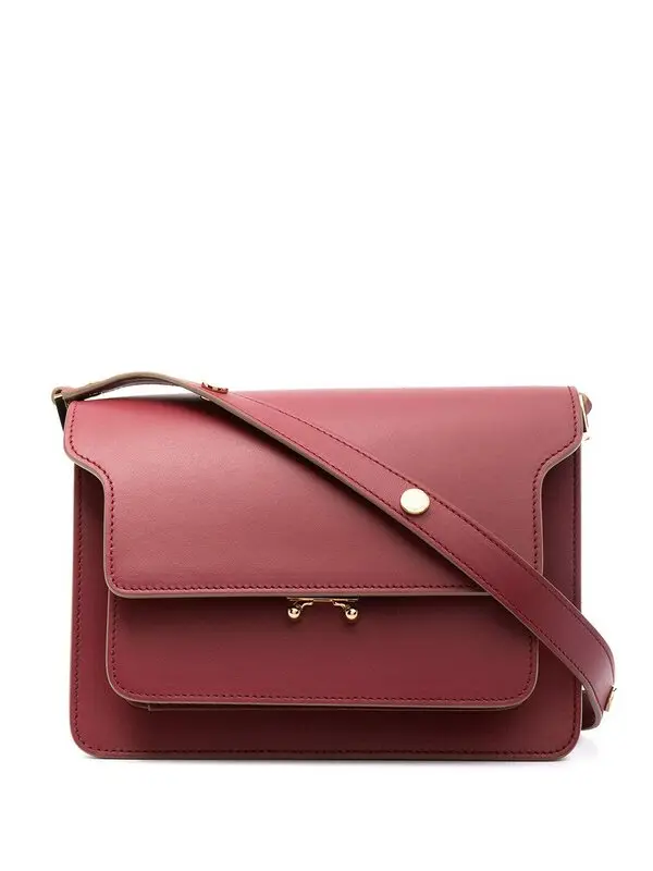 MARNI★TRUNK MEDIUM ショルダーバッグ★BURGUNDY★ Marni Burgundy Medium Shiny Leather Trunk Bag Marni