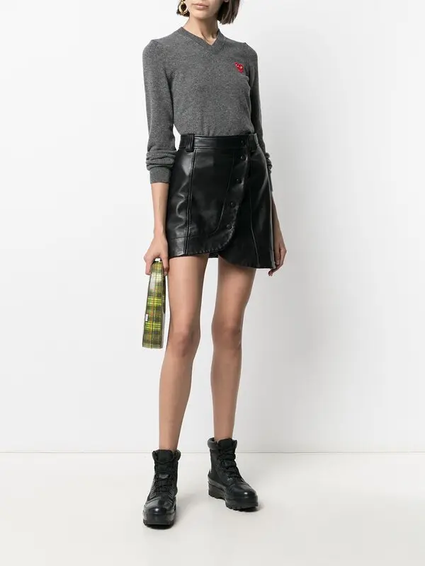 Play Comme Des Garcon Embroidered V-neck Jumper - Grey