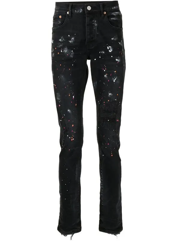 PURPLE BRAND Paint-splatter Denim Jeans