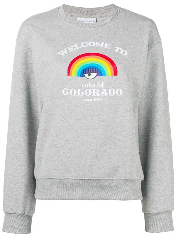 CHIARA FERRAGNI Rainbow Print Sweatshirt - Grey