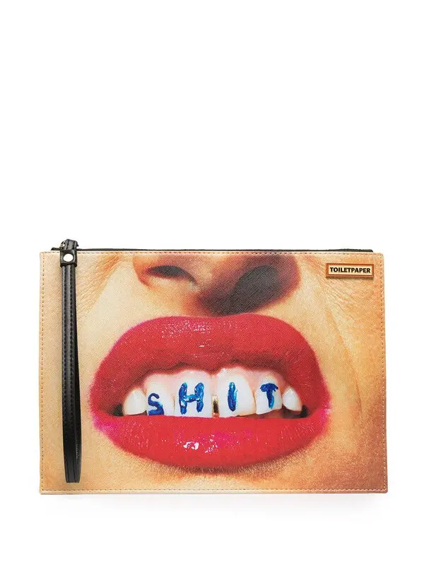 SELETTI Lipstick Photograph Print Clutch