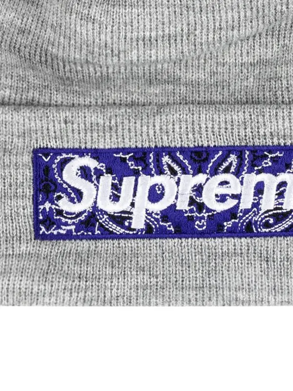 Supreme X New Era Bandana Box Logo Beanie - Grey