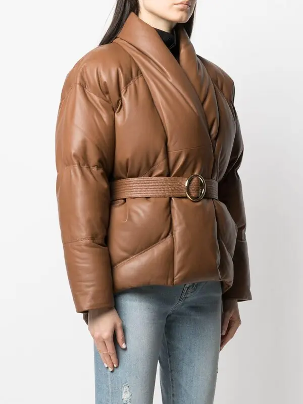 FRAME Wrap Leather Puffer Jacket