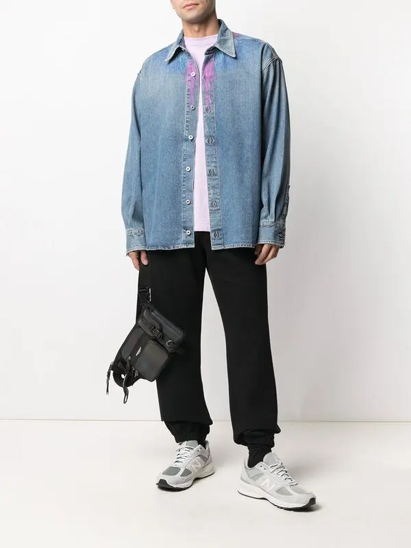 COUNTY OF MILAN Wings Print Denim Shirt