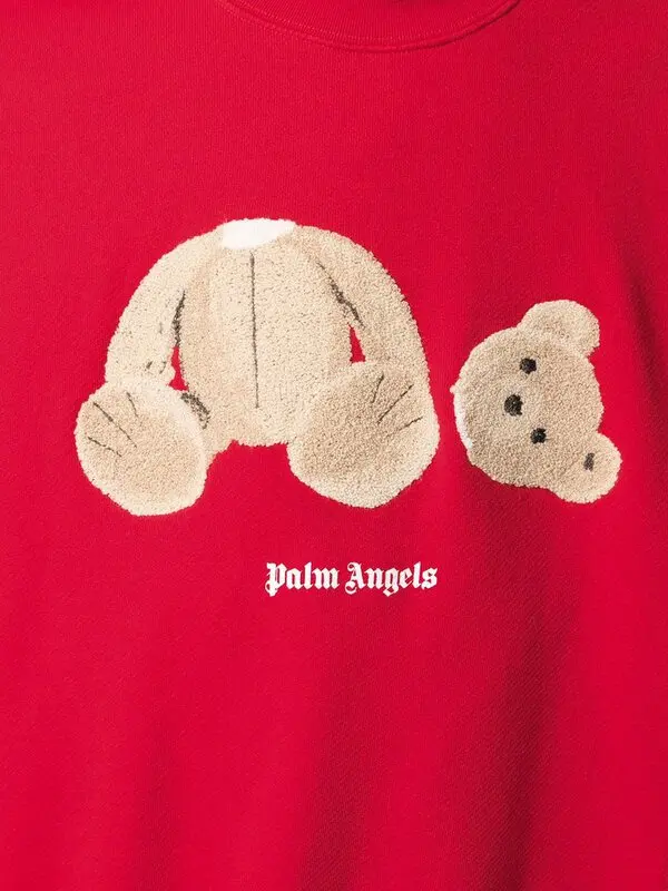 Palm Angels Bear Appliqué Cotton Sweatshirt - Red