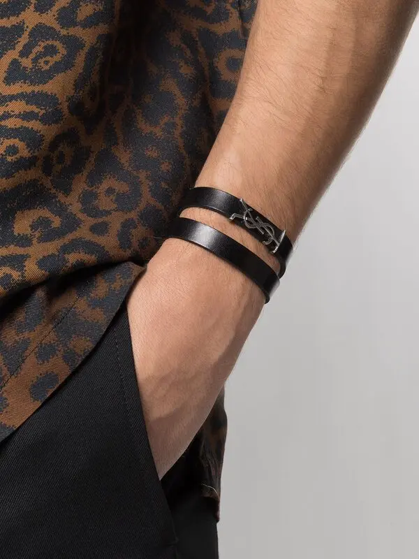 Saint Laurent Opyum Double-Wrap Bracelet - Black | Editorialist