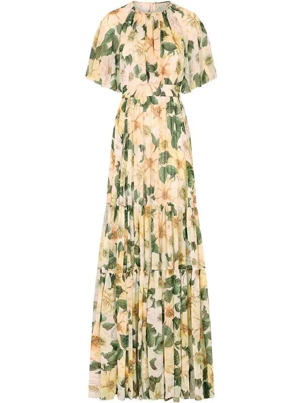 Dolce & Gabbana Pleated Floral-print Maxi Dress