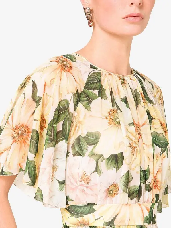 Dolce & Gabbana Pleated Floral-print Maxi Dress