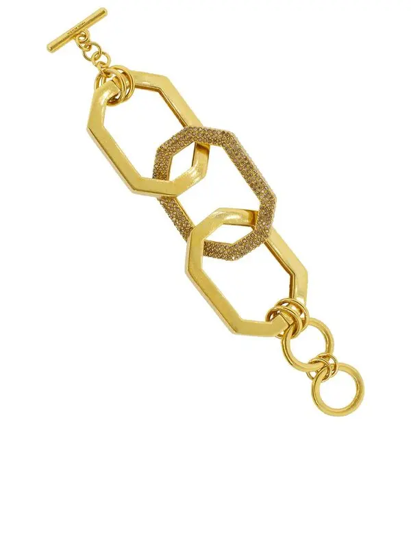 Oscar De La Renta Oversized Elongated Octagon Link Bracelet - Gold
