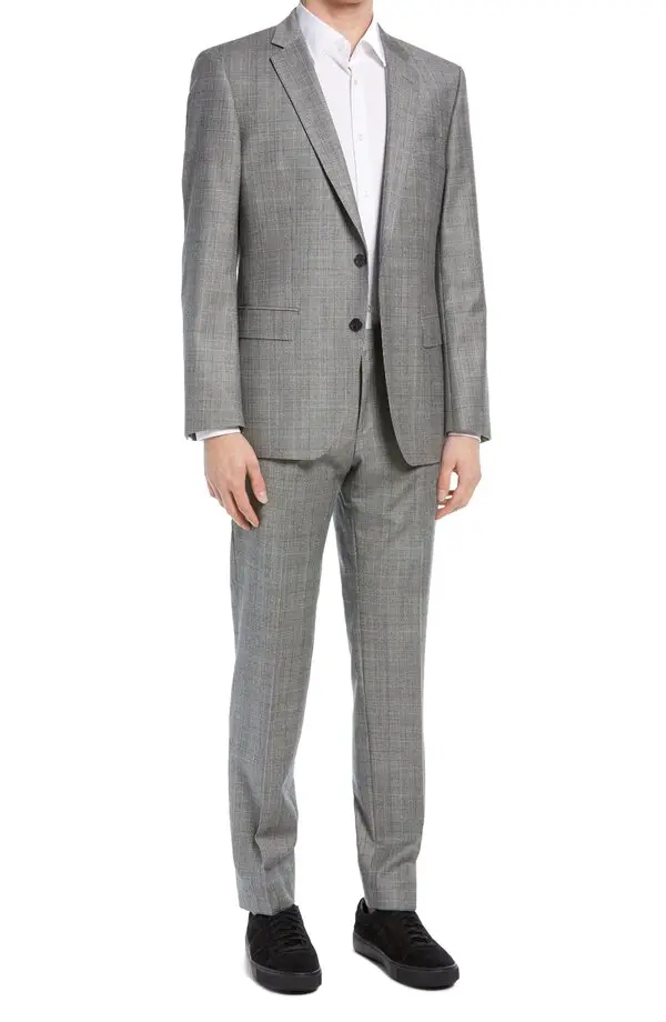 BOSS Huge/genius Slim Fit Glen Plaid Wool Blend Suit
