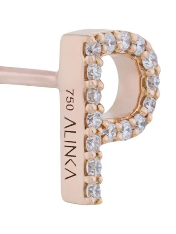 ALINKA 18kt Rose Gold Diamond Letter Stud Earring - Metallic