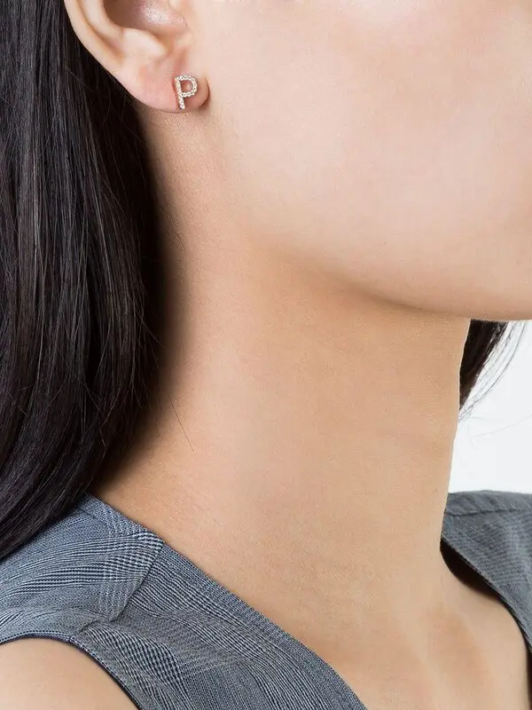 ALINKA 18kt Rose Gold Diamond Letter Stud Earring - Metallic