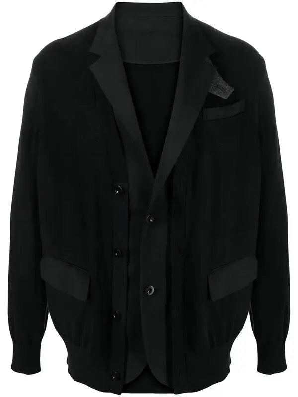 Sacai Layered Button-front Cardigan - Black