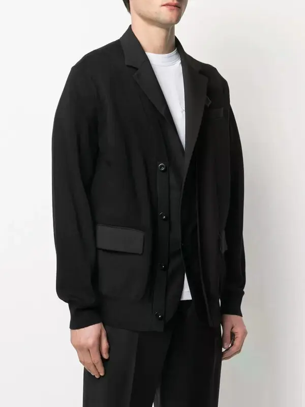 Sacai Layered Button-front Cardigan - Black