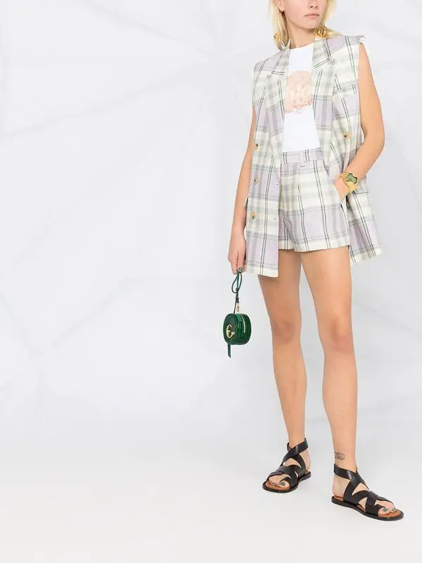 MARANT ETOILE Checked Linen Shorts
