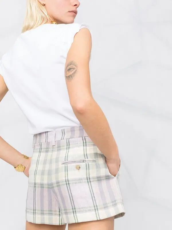 MARANT ETOILE Checked Linen Shorts