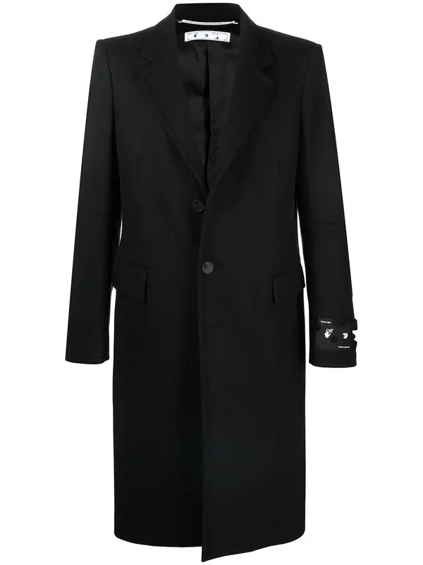 Off-White Logo Embellished Single-breasted Coat