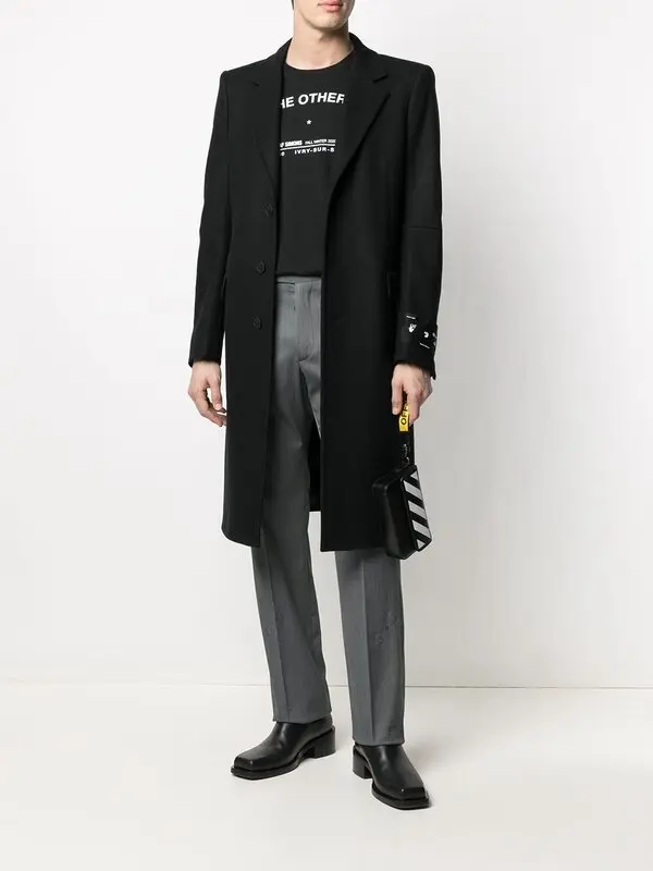 Off-White Logo Embellished Single-breasted Coat