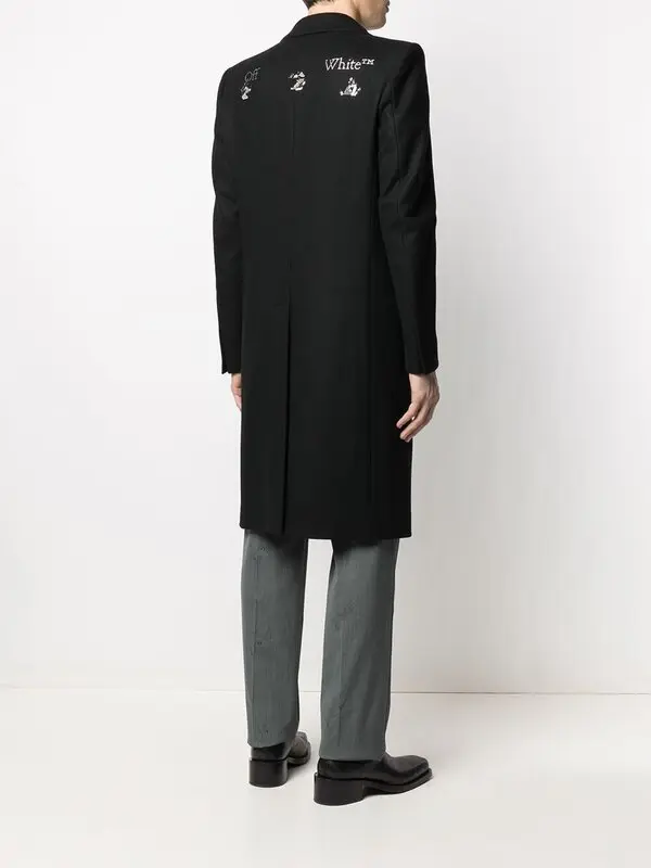 Off-White Logo Embellished Single-breasted Coat