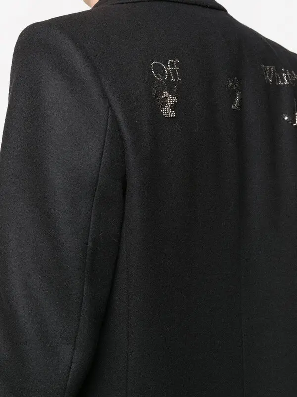Off-White Logo Embellished Single-breasted Coat