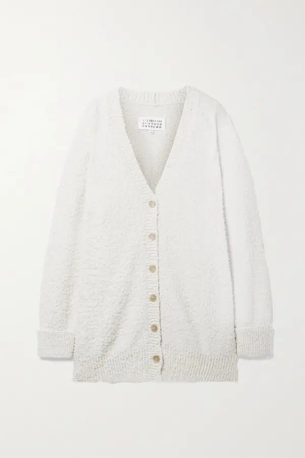 Maison Margiela Oversized Cotton-Blend Bouclé Cardigan - Cream